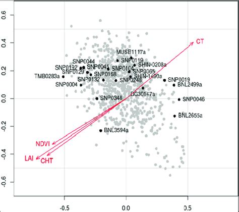 Partial Least Square Regression Correlation Biplot Showing Trait