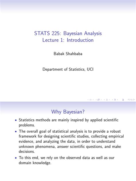 Stats 225 Bayesian Analysis Lecture 1 Introduction Babak Shahbaba Pdf Statistical