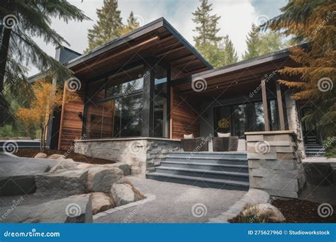 Modern Log Cabin Exterior With Sleek Contemporary Design Elements