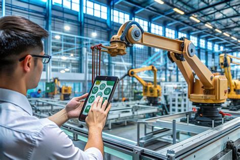 Augmented Reality Industrial Concept Smart Phone Use Ar Application To Check And Control