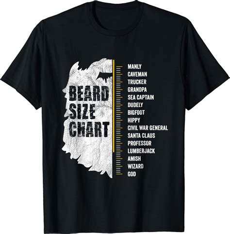 Mens Beard Measurement Chart Beard Length Funny Growth Chart T Shirt