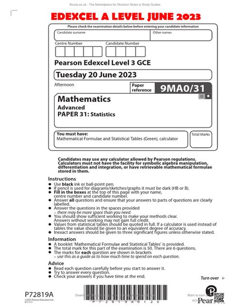 Stats Paper 3 Pdf Standard Deviation Mathematics