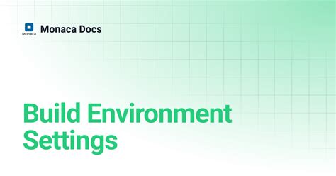 build environment settings monaca docs