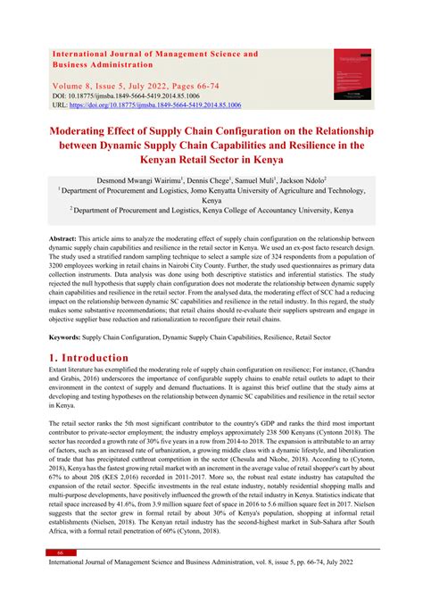 Pdf Moderating Effect Of Supply Chain Configuration On The