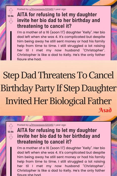 Step Dad Threatens To Cancel Birthday Party If Step Daughter Invited Her Biological Father Artofit