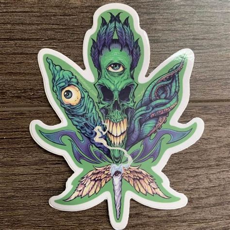 Pot Leaf Skull Vinyl Sticker Flyland Designs Freelance Illustration And Graphic Design By