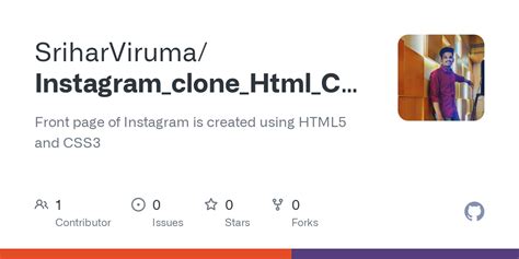 github sriharviruma instagram clone html css front page of instagram