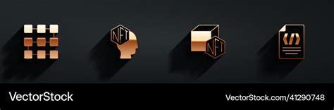 Set Nft Blockchain Technology Digital Crypto Art Vector Image