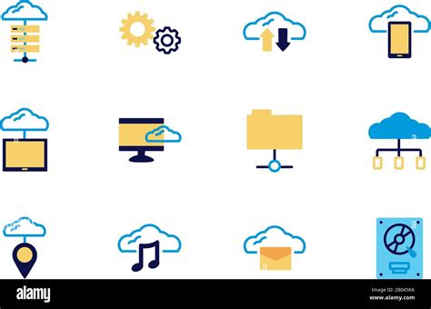 Bundle Of Cloud Computing Lineal Colors Style Icons Stock Vector Image And Art Alamy