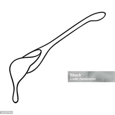 개요 스타일 흰색 배경에 고립에서 꿀 아이콘의 숟가락 Apairy 기호 주식 벡터 웹 일러스트 레이 션 숟가락에 대한 스톡 벡터