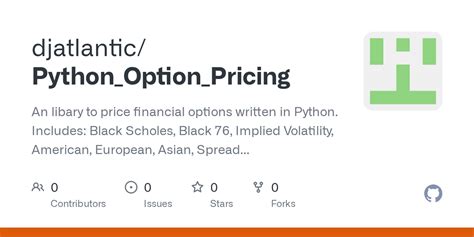 Github Djatlantic Python Option Pricing An Libary To Price Financial Options Written In