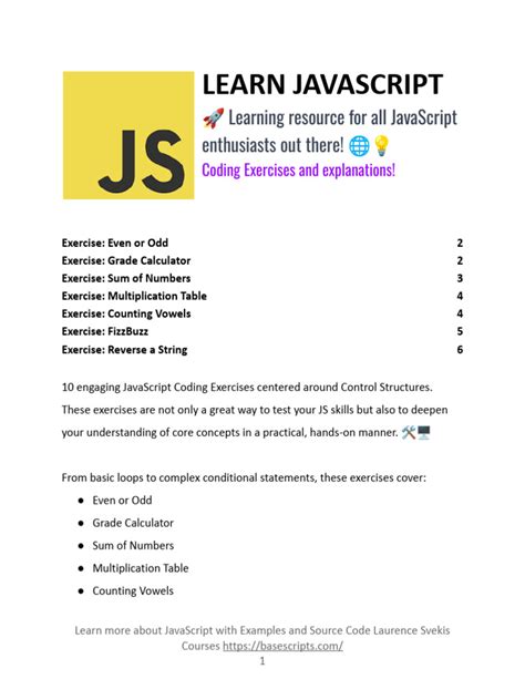 Control Structures Exercises Pdf Java Script Control Flow