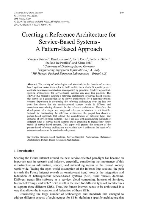 Pdf Creating A Reference Architecture For Service Based Systems A