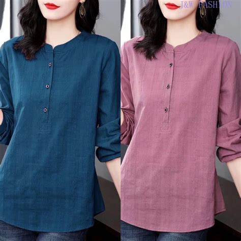 Linen And Cotton Blouse Plus Size Womens Summer Korean Style Casual