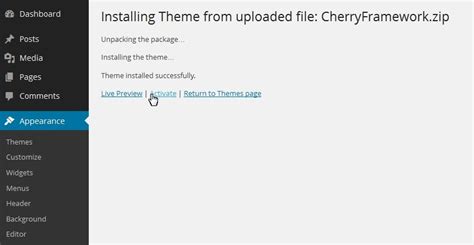 Wordpress How To Install Cherry Framework 3x Template Starting With