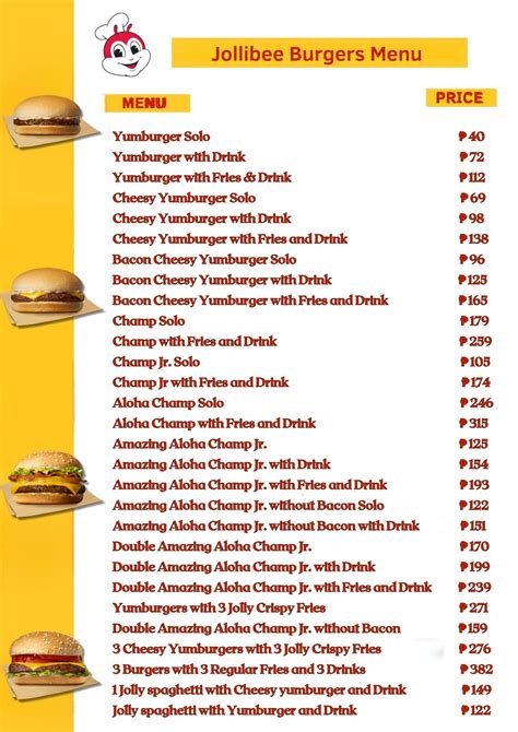 Jollibee Burger Menu And Prices Yum Burger Prices New 2025