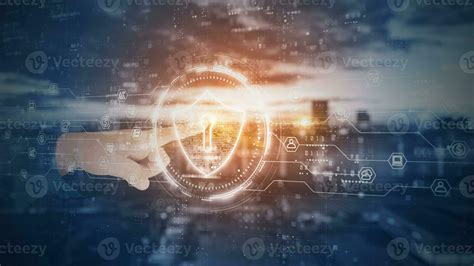 Hands Touch Shield Of Cyber Security Digital Data Technology Global