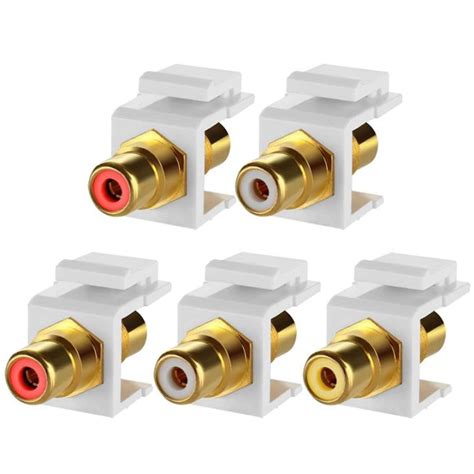 5 Pack Rca Keystone Jack Connector Socket Female Snap In Adapter Port Inline Coupler For Wall 5 Pack Rca Keystone Jack Connector Socket Female Snap In Adapter Port Inline Coupler For Wall