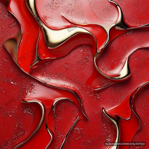 Ai创作图红色喜庆炫丽流体画 红色喜庆流体画 红色流体底纹 金属红釉 3d抽象连续凹凸肌理 立体感红色背景 红色立体质感花纹 红色抽象线背景墙