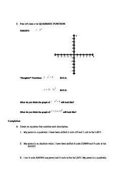 Parent Functions Graphing Absolute Value Quadratic Functions Babe Notes