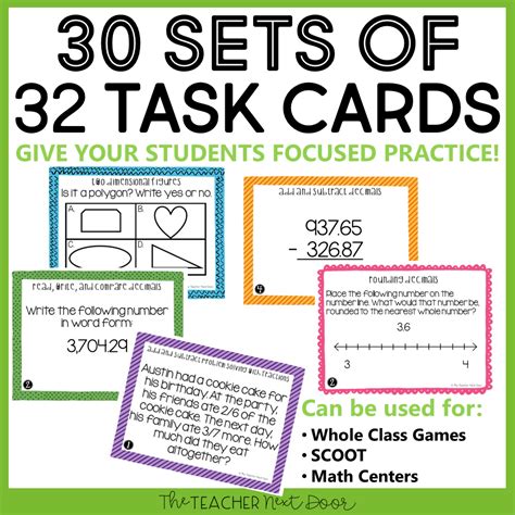 5th Grade Math Task Cards Mega Bundle 5th Grade Math Centers The
