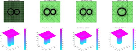 Example 41 First Line Adaptive Meshes Second Line Snapshots Of