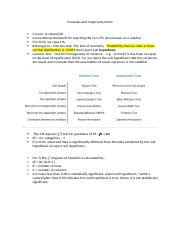 Important Statistical Tests And Formulas For Hypothesis Testing Course Hero