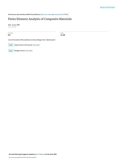 Finite Element Analysis Of Composite Materials Pdf Tensor Physics