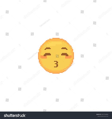 Pixel Art Kissing Emoji Face Icon Stock Vector Royalty Free Shutterstock