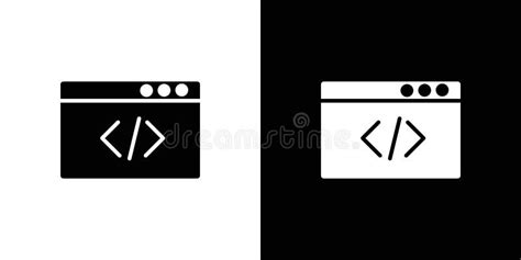 Coding Program Icon Flat Art Illustration In Outline Stock Vector Illustration Of Programming