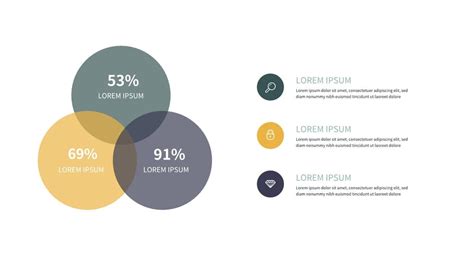 Three Circles With Different Colors And Shapes On Them Google Slide Theme And Powerpoint