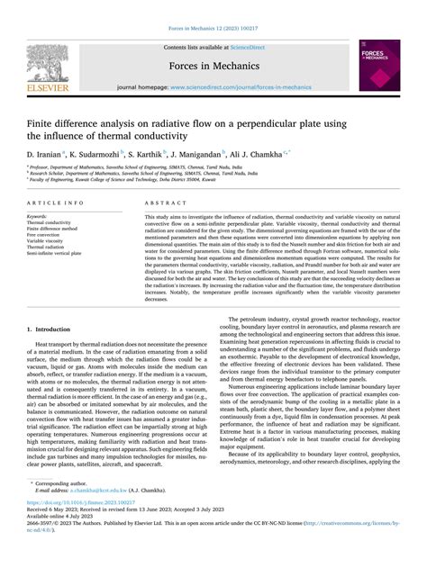 Pdf Finite Difference Analysis On Radiative Flow On A Perpendicular Plate Using The Influence