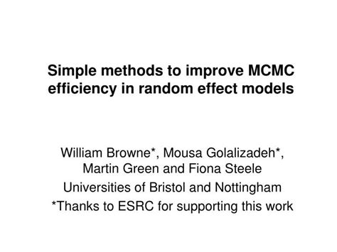 PPT Efficient Methods For MCMC In Random Effect Models PowerPoint Presentation ID 3381139