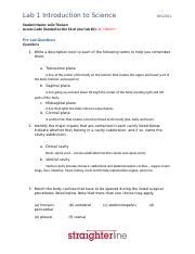 BIO201L Lab 1 Upload Document 1 Docx Lab 1 Introduction To Science BIO201L Babe Name