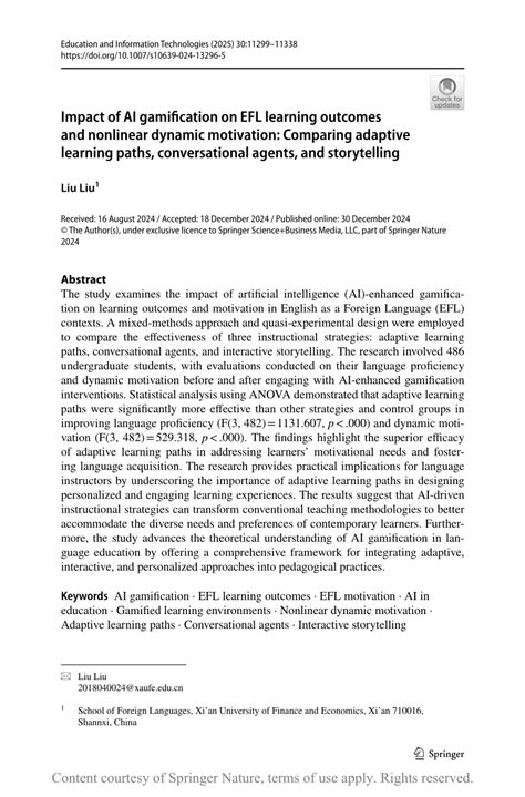 impact of ai gamification on efl learning outcomes and nonlinear