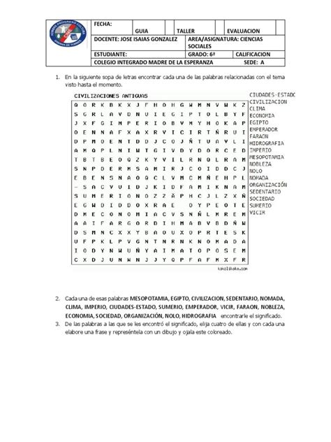 Guia 1 Sopa De Letras Sociales Pdf