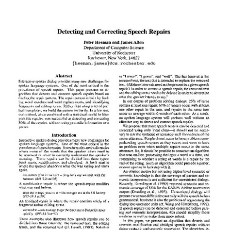 Detecting And Correcting Speech Repairs Acl Anthology