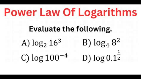 Evaluating LOGARITHM Terms Using POWER Law Of Logarithms - YouTube