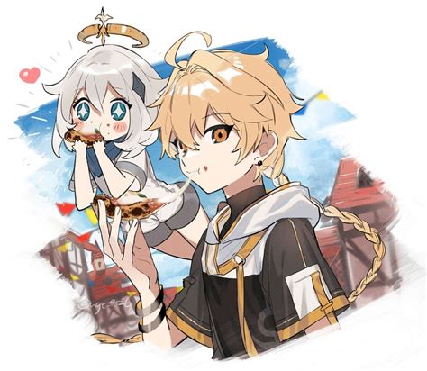 Aether And Paimon Genshin Impact Drawn By Nagatani Ngt Danbooru