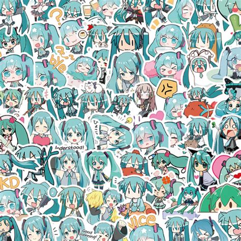 Набор виниловых наклеек Мику Хатсуне аниме стикеры 65 штук стикерпак стикербомбинг на авто