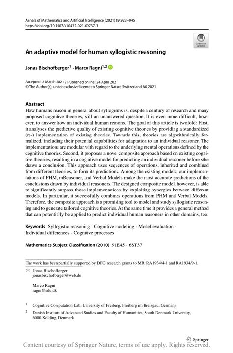 An Adaptive Model For Human Syllogistic Reasoning