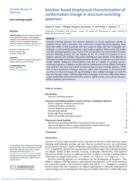Pdf Solution Based Biophysical Characterization Of Conformation