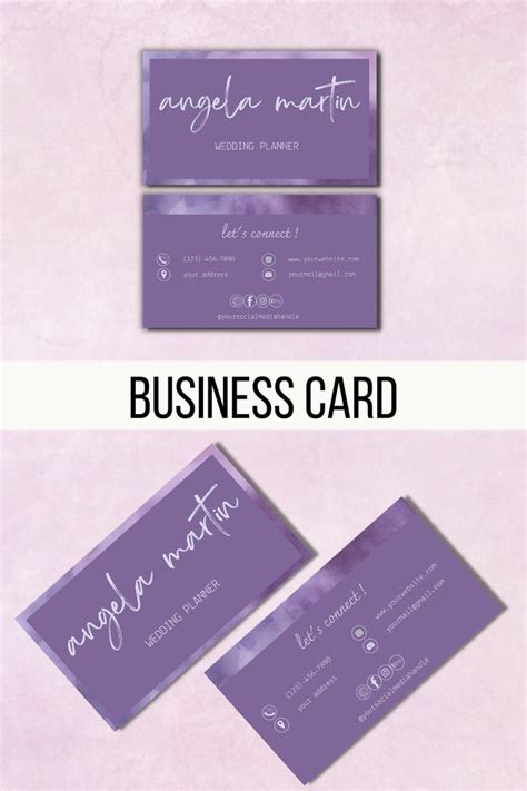 Business Cards Purple Business Card Business Card Design Editable