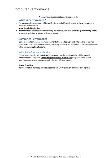 Comprehensive Guide To Computer Performance Analysis A Computer Processes Data And Executes