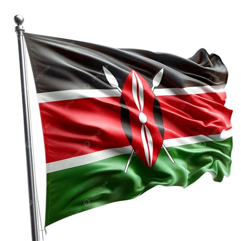 Kenya National Flag Waving Isolated Kenya National Flag Waving