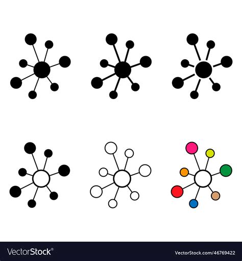 Set Of Hub Flat Network Icon Connect Structure Vector Image