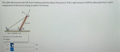 Solved The Cable Ab Prevents Bar Oa From Rotating Clockwise