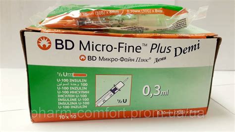 Шприц інс. (B-D) MICRO-FINE Plus Demi 0.3мл №1 U-100 30G (0,30*8мм) (ID ...
