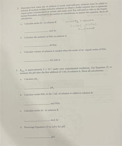 Solved Determine How Many Ml Of Solution A Acetic Chegg Com