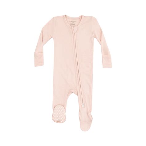 2 Way Zipper Footie Solid Rose Smoke Ribbed